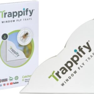 Trappify Fly Traps Indoor for Home - Window Fly Traps - House Window Fruit Fly Traps for Indoors, Gnat - Disposable Indoor Fly Trap with Extra Sticky Adhesive Strips - Inside Bug Catchers (4)