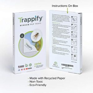 Trappify Fly Traps Indoor for Home - Window Fly Traps - House Window Fruit Fly Traps for Indoors, Gnat - Disposable Indoor Fly Trap with Extra Sticky Adhesive Strips - Inside Bug Catchers (4)