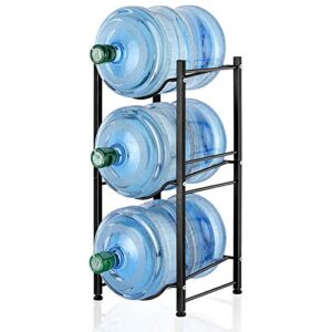 vrisa water bottle holder water cooler jug rack water bottle storage rack 5 gallon water bottle organizer for 3 tiers storage heavy duty water bottle rack, black