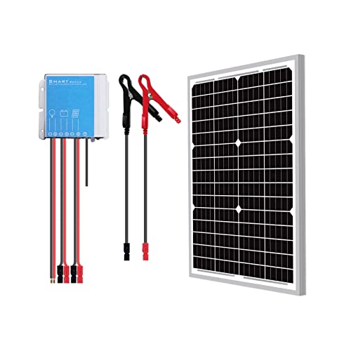 Newpowa 30W Watts 24V Mono Solar Panel Waterproof Off Grid Kit-30W 24V Solar Panel+10A PWM Charge Controller(Come with Cable and Connectors)+Battery Cable for RV Marine Car Motorcycle Battery Charge