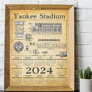 2024 Calendar - Yankee Stadium of New York Blueprints - 11x14 Unframed Calendar Art Print - Great Gift and Decor for Sports Bar and Baseball Fans Under $15