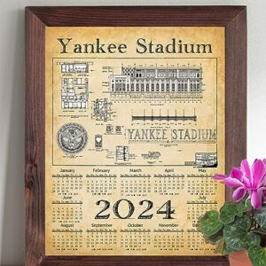 2024 Calendar - Yankee Stadium of New York Blueprints - 11x14 Unframed Calendar Art Print - Great Gift and Decor for Sports Bar and Baseball Fans Under $15