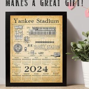 2024 Calendar - Yankee Stadium of New York Blueprints - 11x14 Unframed Calendar Art Print - Great Gift and Decor for Sports Bar and Baseball Fans Under $15