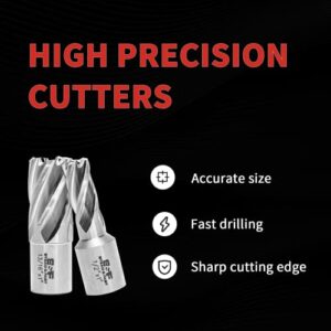 Annular Cutter Set 6 Pcs, Weldon Shank 3/4”, Cutting Depth 1”, Outside Diameter 1/2 to 1-1/16 Inch, Mag Drill Bits Kit for Magnetic Drill Press by S&F STEAD & FAST