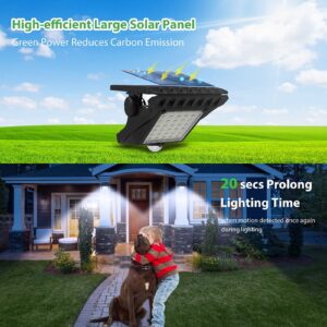 Tryme 45LEDs Solar Lights Outdoor Clip Motion Sensor Lights 3 Modes 3 Mounting Ways IP65 Waterproof Security Light for Fence, Deck, Wall, Garage, Patio (2 Pack)