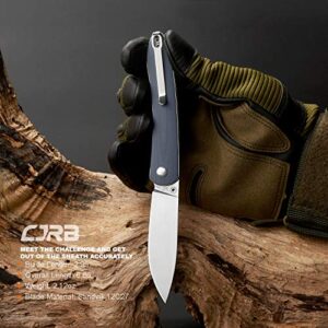 CJRB Folding Pocket Knife Ria(J1917), Small Tactical Knife with 0.1” 12C27 Blade and Micarta Handle for EDC Outdoor, Camping, Survival, Hunting, Fishing,Blue