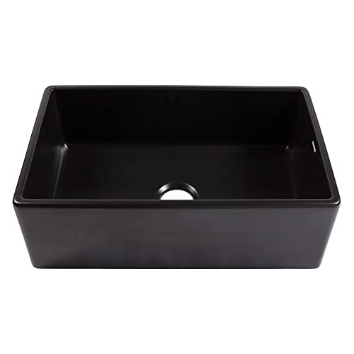 Sinkology SK499-30FC-MB-AMZ Austen Farmhouse 30 in. Single Bowl Summer Night Matte Black Care IQ Kit Fireclay Kitchen Sink