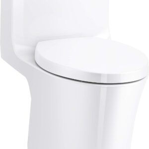 KOHLER Veil One-Piece Skirted Toilet, Dual Flush, Elongated Bowl, Skirted Trapway, White, Hidden Cord Option, Conceals Bidet Seat Cords, K-1381-HC-0