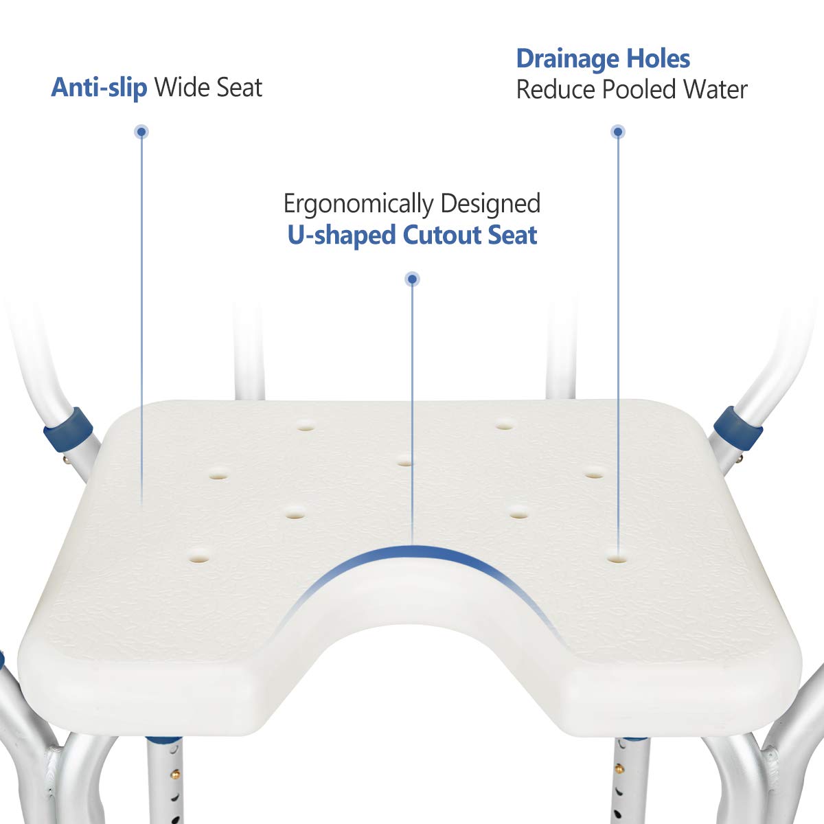 𝐆𝐫𝐞𝐞𝐧𝐂𝐡𝐢𝐞𝐟 Narrow Shower Chair for Inside Tub, Small Bathtub Chair with Arms and Back Removable, Shower Chair for Elderly and Disabled, Sturdy & Height Adjustable & Cutout Seat, 300lbs