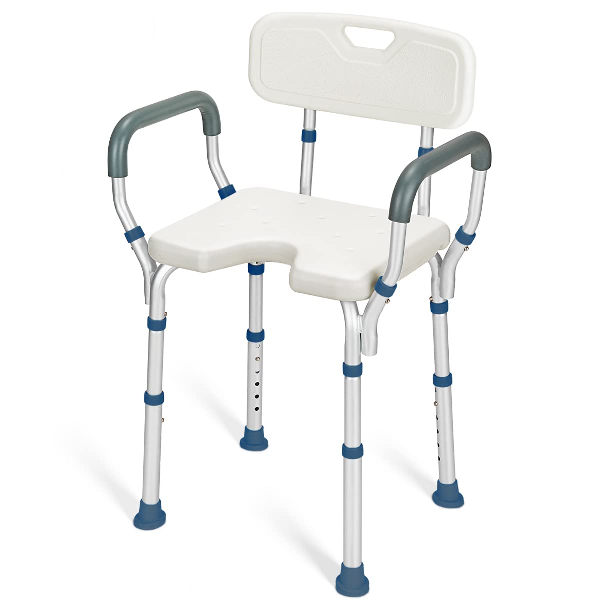 𝐆𝐫𝐞𝐞𝐧𝐂𝐡𝐢𝐞𝐟 Narrow Shower Chair for Inside Tub, Small Bathtub Chair with Arms and Back Removable, Shower Chair for Elderly and Disabled, Sturdy & Height Adjustable & Cutout Seat, 300lbs