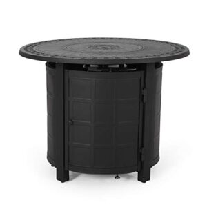 christopher knight home richie outdoor round aluminum fire pit, matte black