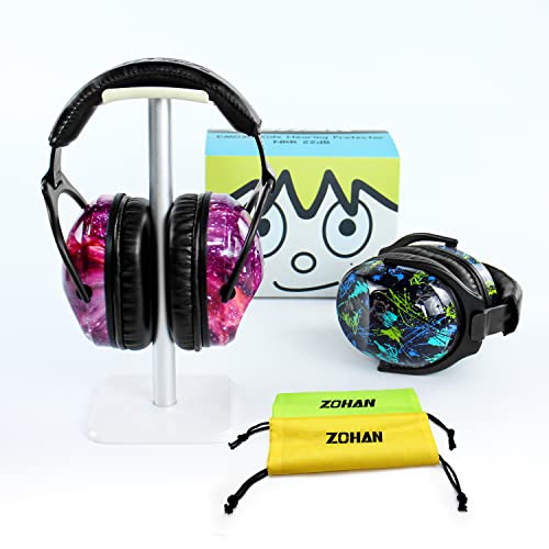 ZOHAN Kids Ear Protection 2 Pack, Hearing Protection Safety Ear Muffs for Children Have Sensory Issues, Adjustable Noise Reduction Earmuffs for Concerts, Fireworks(Nebula&Rap)