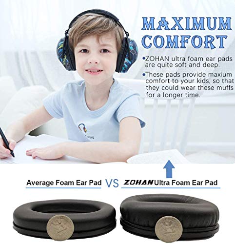 ZOHAN Kids Ear Protection 2 Pack, Hearing Protection Safety Ear Muffs for Children Have Sensory Issues, Adjustable Noise Reduction Earmuffs for Concerts, Fireworks(Nebula&Rap)