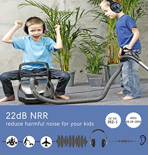 ZOHAN Kids Ear Protection 2 Pack, Hearing Protection Safety Ear Muffs for Children Have Sensory Issues, Adjustable Noise Reduction Earmuffs for Concerts, Fireworks(Nebula&Rap)