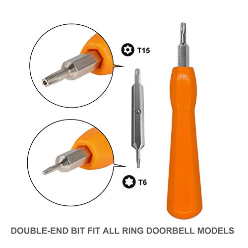 Screwdriver for Ring Doorbell,EMiEN Torx T6 T15 Bit Screwdriver For Ring Video Doorbell,Doorbell 2,Doorbell Pro And Elite Battery Change, Charge & Replacement, Wifi Password Reset Access