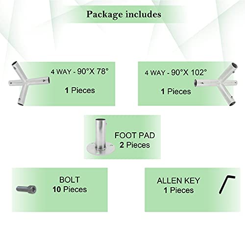 Simond Store Canopy Fittings KIT for Frame Slant Roof, Low Peak Connectors for Carport Frame Boat Shelter Outdoor Canopies Party Tents Garage Batting Cage Garden Shade