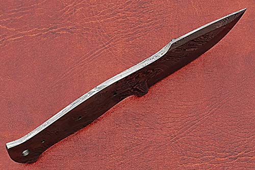 8 inches Long Hand Forged Damascus Steel Clip Point Blank Blade Skinning Knife, 4" Scale Space with 3 Pins & an Inserting Hole Space 3.5 inches Cutting Edge