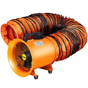 vevor utility blower fan 10 inch with 10m duct hose,250mm portable ventilator,0.45hp 1520 cfm high velocity utility blower,mighty mini low noise,for factories basements shipyards farm