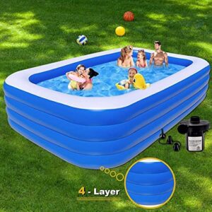 SOARRUCY Swimming Pool for Kids and Adults - 120x72x22in Kiddie Pool with Pump,Piscinas Para Adultos,Blow up/Inflatable Pool,Kids Pools for Backyard,Toddlers,Family,Outdoor,Garden