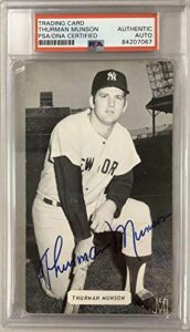 thurman munson signed card 1970 jd mccarthy psa/dna autograph yankees rookie sig - mlb autographed baseball cards