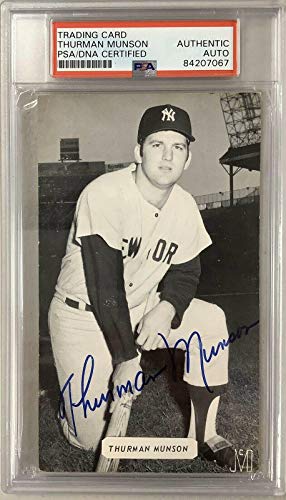 Thurman Munson Signed Card 1970 JD McCarthy PSA/DNA Autograph Yankees Rookie Sig - MLB Autographed Baseball Cards