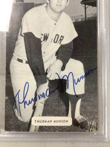 Thurman Munson Signed Card 1970 JD McCarthy PSA/DNA Autograph Yankees Rookie Sig - MLB Autographed Baseball Cards