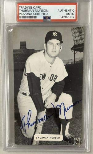 Thurman Munson Signed Card 1970 JD McCarthy PSA/DNA Autograph Yankees Rookie Sig - MLB Autographed Baseball Cards