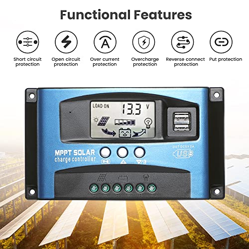 SUNYIMA 60A MPPT Solar Charge Controller with LCD Display Dual USB Multiple Load Control Modes,New Mppt Technical Maximum Charging Current (60A)