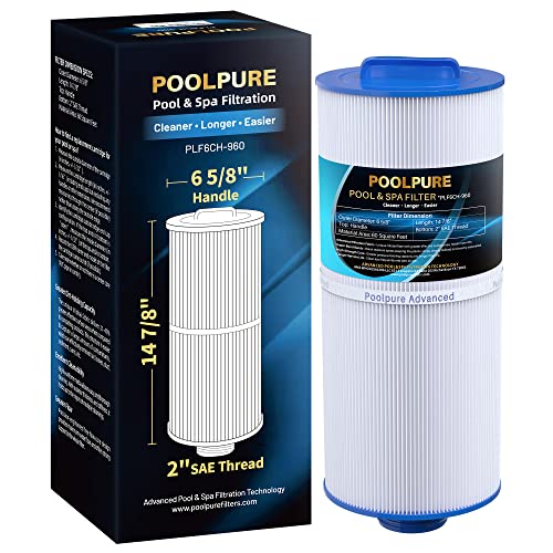 POOLPURE PLF6CH-960 Spa Filter Replaces PJW60TL-F2S, Jacuzzi Filters J-300, J400, Filbur FC-2800, 6540-476, 6540-383, Hot Tub Filter with Closed Handle(Not be Removed) 1PACK