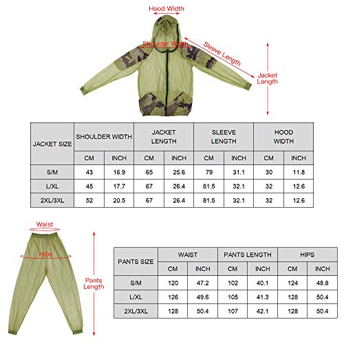 Lixada Outdoor Net Clothing Suit with Jacket Hood,Pants Net,Leg Gaiter and Gloves,Protective Whole Body Jacket Ultra-fine Mesh for Outdoor Fishing Hiking Camping Gardening