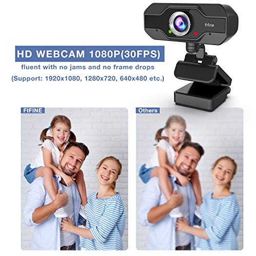 FIFINE HD Webcam 1080P, PC Web Camera for Computer Laptop Desktop, Plug & Play USB Streaming Webcam with Microphone for Video Calling Conferencing Recording Online Class-K432