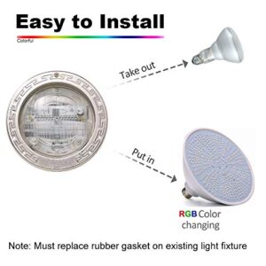 Pool Lights, 12V 40W RGB Color Changing Underwater LED Pool Light for Inground Pool with Remote Control, E26 Replacement Bulb Fit in for Pentair and Hayward Pool Light Fixtures(AC/DC 12 Volt)