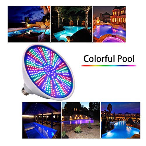 Pool Lights, 12V 40W RGB Color Changing Underwater LED Pool Light for Inground Pool with Remote Control, E26 Replacement Bulb Fit in for Pentair and Hayward Pool Light Fixtures(AC/DC 12 Volt)