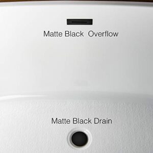 WOODBRIDGE 59"Freestanding White Acylic Soaking Bathtub with Matte Black Drain and Overflow,BTA1518 -MB-Drain &O