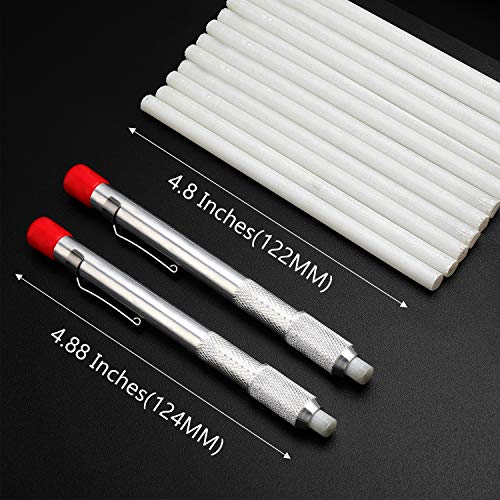 2 Pieces Soapstone Holders Round Soapstone Marker Soapstone Pen with 12 Pieces Refills for Welding Tools and Markers Removable Markings on Steel, Aluminum, and Cast