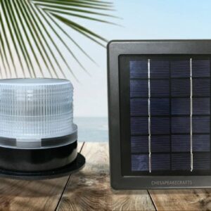 Chesapeakecrafts Solar LED Beacon for Lawn Lighthouses. Multi-Function Choose Revolving, Blinking, Steady Modes. Automatic Dusk to Dawn. Remote Solar Panel with 16 ft. Cord. Weatherproof.