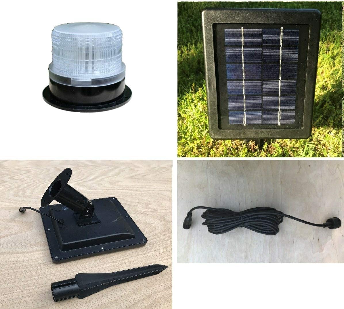 Chesapeakecrafts Solar LED Beacon for Lawn Lighthouses. Multi-Function Choose Revolving, Blinking, Steady Modes. Automatic Dusk to Dawn. Remote Solar Panel with 16 ft. Cord. Weatherproof.