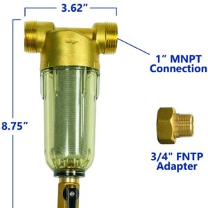 Express Water Whole House Sediment Water Filter – Spin Down Home Water Filtration System – 50 Micron Reusable Sediment Filter Cartridge – 1” and 3/4" Compatible with Filter, Mounting Bracket, Adapters