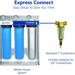 Express Water Whole House Sediment Water Filter – Spin Down Home Water Filtration System – 50 Micron Reusable Sediment Filter Cartridge – 1” and 3/4" Compatible with Filter, Mounting Bracket, Adapters