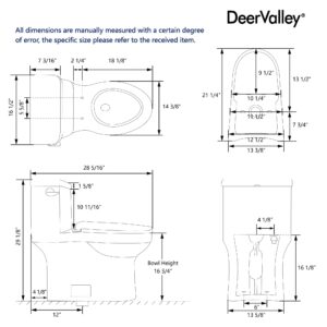 DeerValley DV-1F52828 Apex White ADA Comfortable Height toilet and Elongated One Piece Toilet, with Soft Closing Seat and Left-hand Chrome Trip Lever Included, High-Efficiency