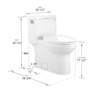 DeerValley DV-1F52828 Apex White ADA Comfortable Height toilet and Elongated One Piece Toilet, with Soft Closing Seat and Left-hand Chrome Trip Lever Included, High-Efficiency