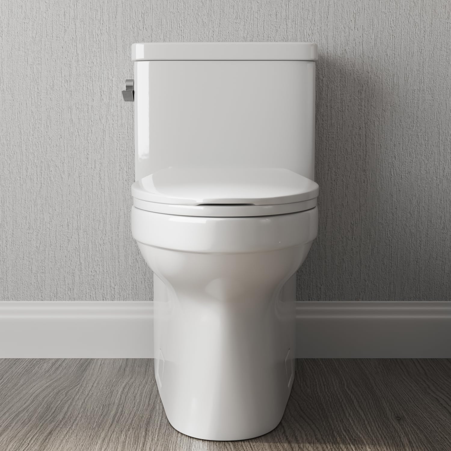 DeerValley DV-1F52828 Apex White ADA Comfortable Height toilet and Elongated One Piece Toilet, with Soft Closing Seat and Left-hand Chrome Trip Lever Included, High-Efficiency