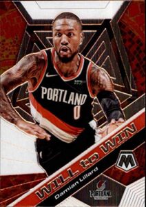 2019-20 panini mosaic will to win #19 damian lillard portland trail blazers nba basketball trading card