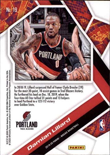 2019-20 Panini Mosaic Will to Win #19 Damian Lillard Portland Trail Blazers NBA Basketball Trading Card