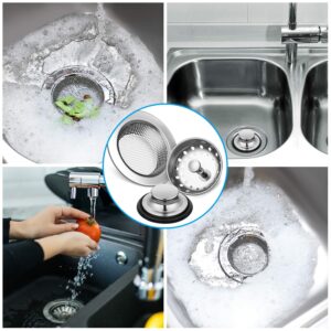 3 Pieces Kitchen Sink Stopper Strainer Garbage Disposal Plug, Stainless Steel Universal Anti-Clogging Kitchen Sink Filter Sieve Basket Strainer, Wide Rim for Kitchen Sink Drain (Silver)