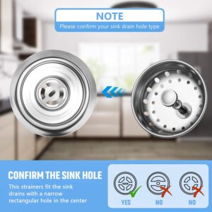 3 Pieces Kitchen Sink Stopper Strainer Garbage Disposal Plug, Stainless Steel Universal Anti-Clogging Kitchen Sink Filter Sieve Basket Strainer, Wide Rim for Kitchen Sink Drain (Silver)