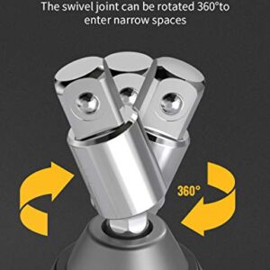 Tool Gift for Man, 3-Piece Power Drill Sockets Adapter Sets, 360°Rotatable Hex Shank Impact Driver Socket Adapter, Socket to Drill Adapter 1/4" 3/8" 1/2" Impact Driver Adapter