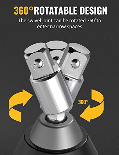 Tool Gift for Man, 3-Piece Power Drill Sockets Adapter Sets, 360°Rotatable Hex Shank Impact Driver Socket Adapter, Socket to Drill Adapter 1/4" 3/8" 1/2" Impact Driver Adapter