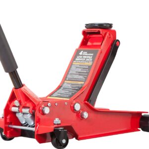 BIG RED AT84007R Torin Hydraulic Low Profile Service/Floor Jack with Dual Piston Quick Lift Pump, 4 Ton (8,000 lb) Capacity, Red