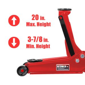 BIG RED AT84007R Torin Hydraulic Low Profile Service/Floor Jack with Dual Piston Quick Lift Pump, 4 Ton (8,000 lb) Capacity, Red